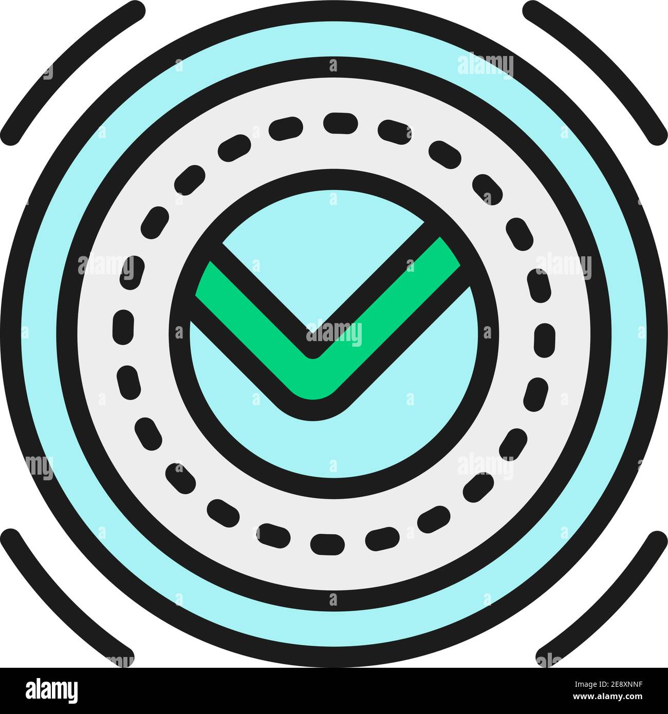 Tick, check mark, OK button, yes, verified, approved flat color line ...