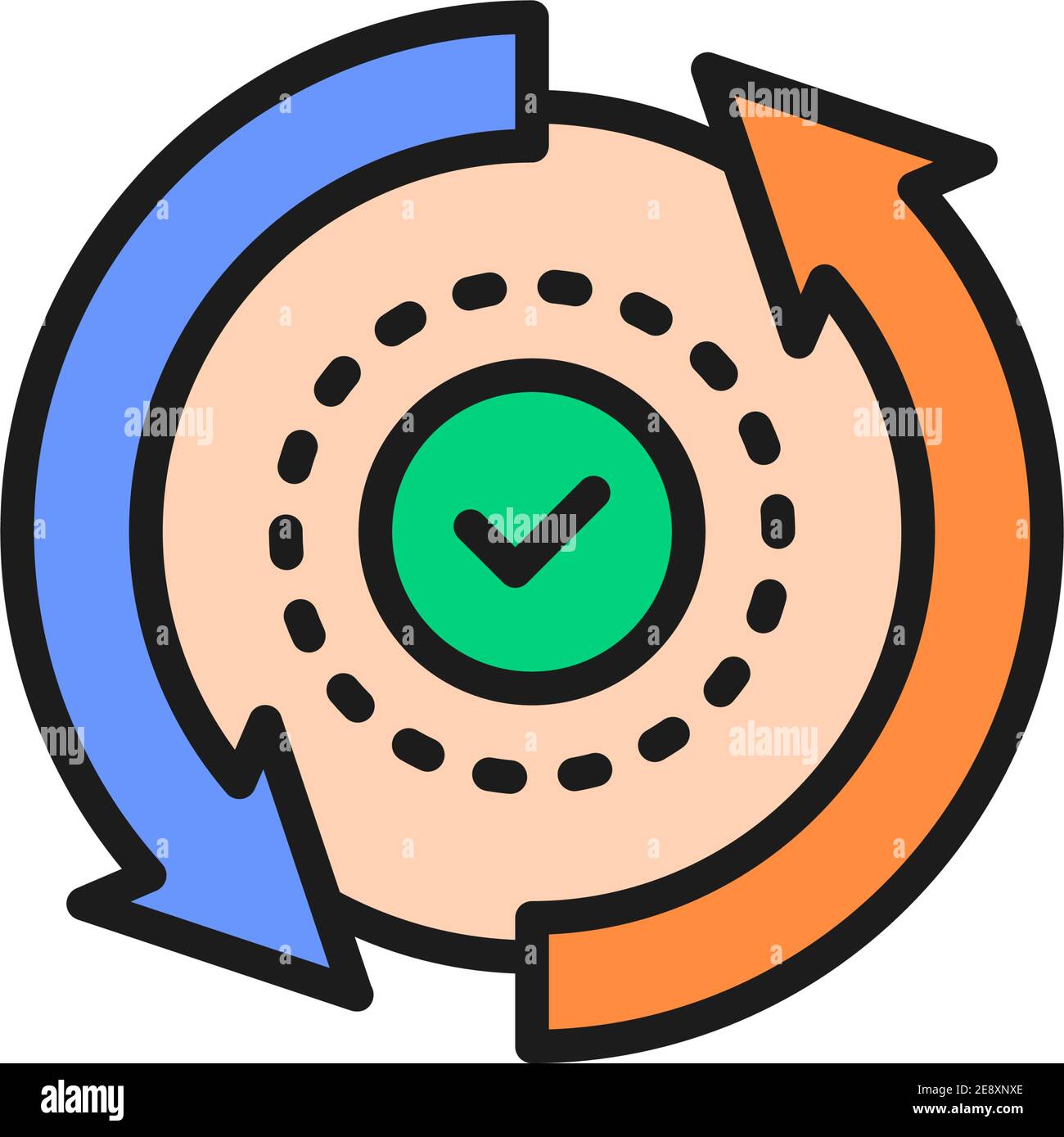 Check mark verified, checklist button, tick flat color line icon Stock ...