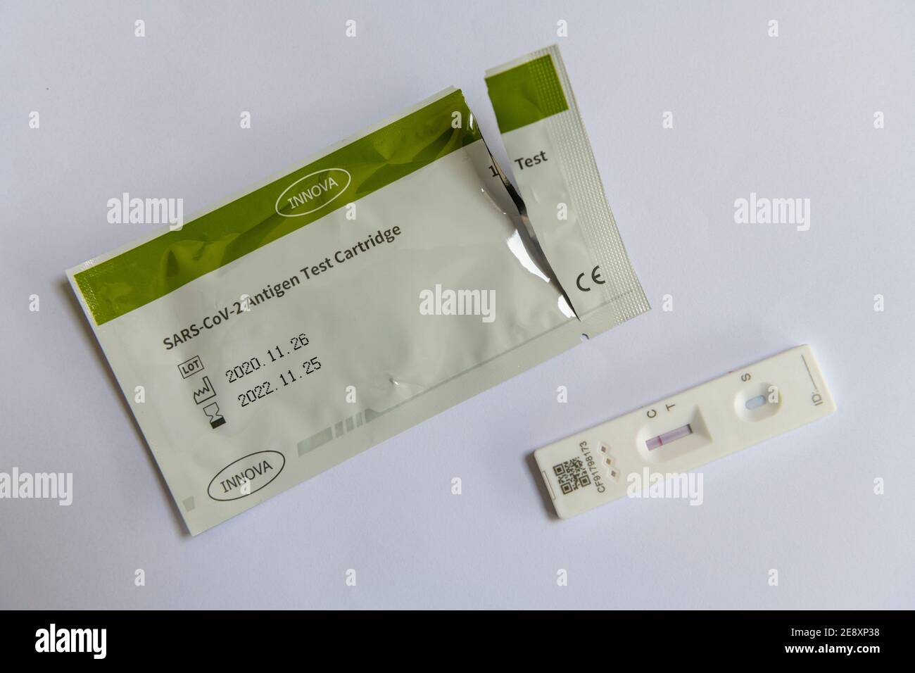 A lateral flow test device for covid 19 showing a negative result Stock ...