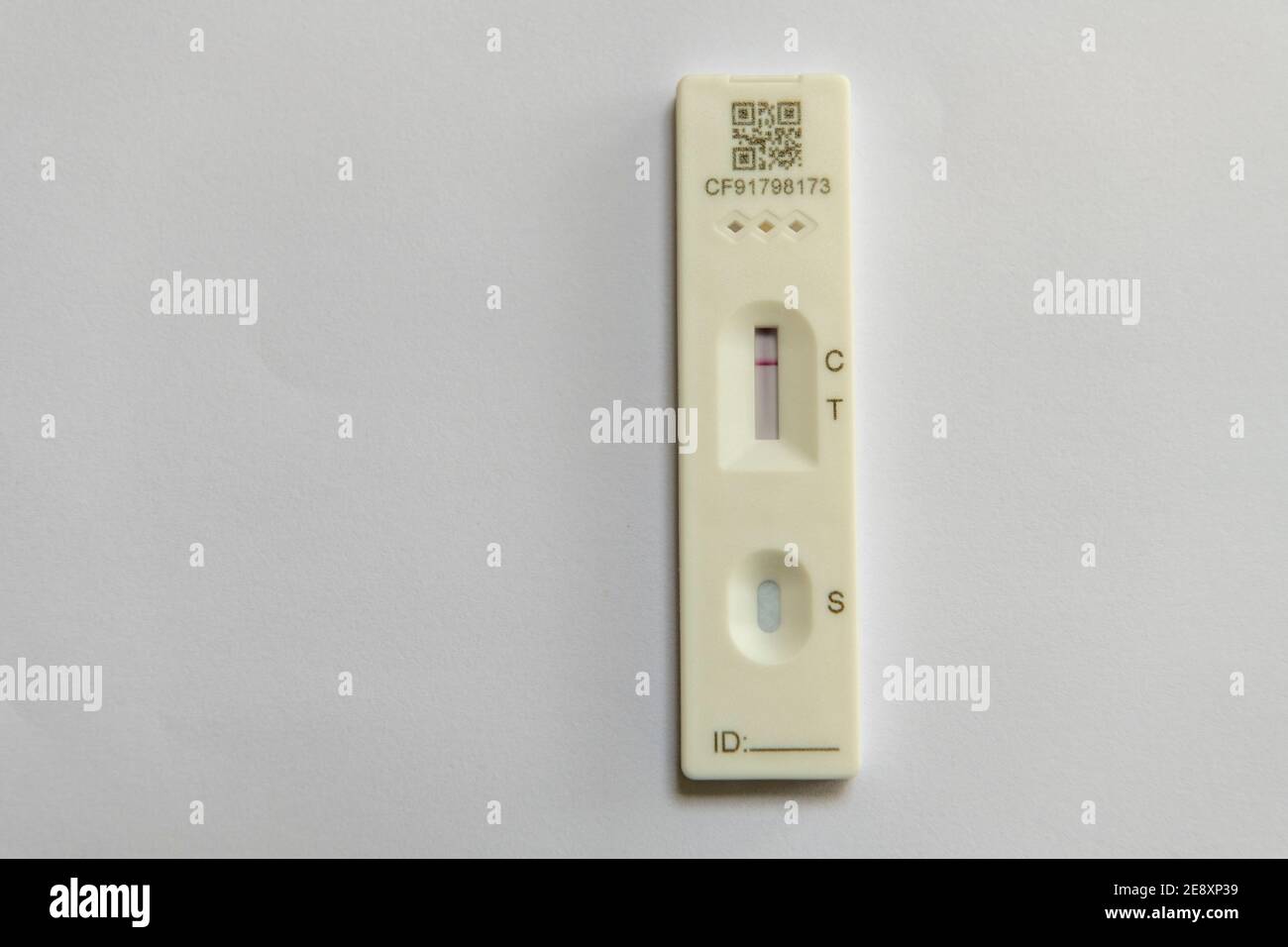 A lateral flow test device for covid 19 showing a negative result Stock ...