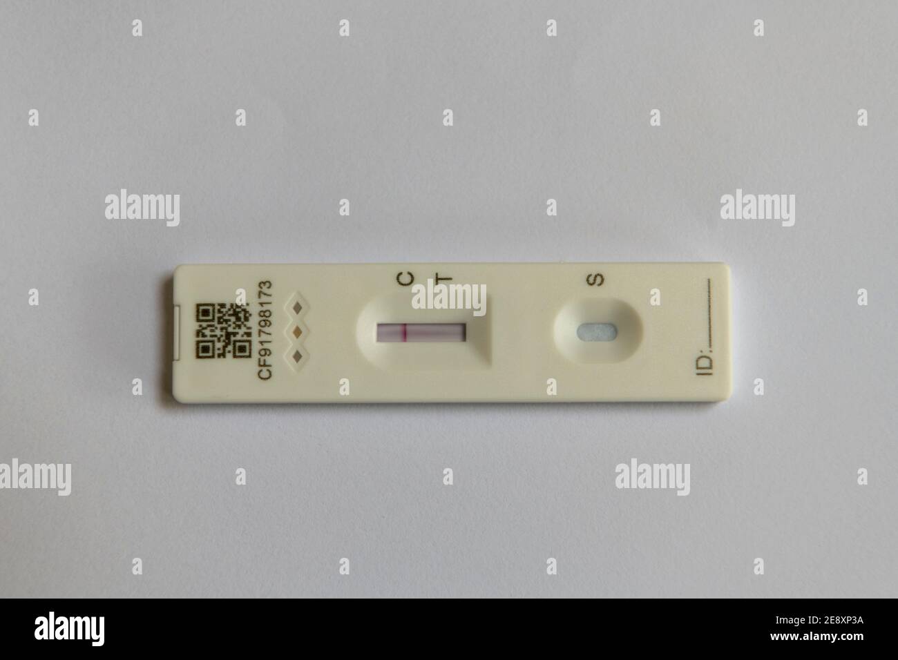 A lateral flow test device for covid 19 showing a negative result Stock ...