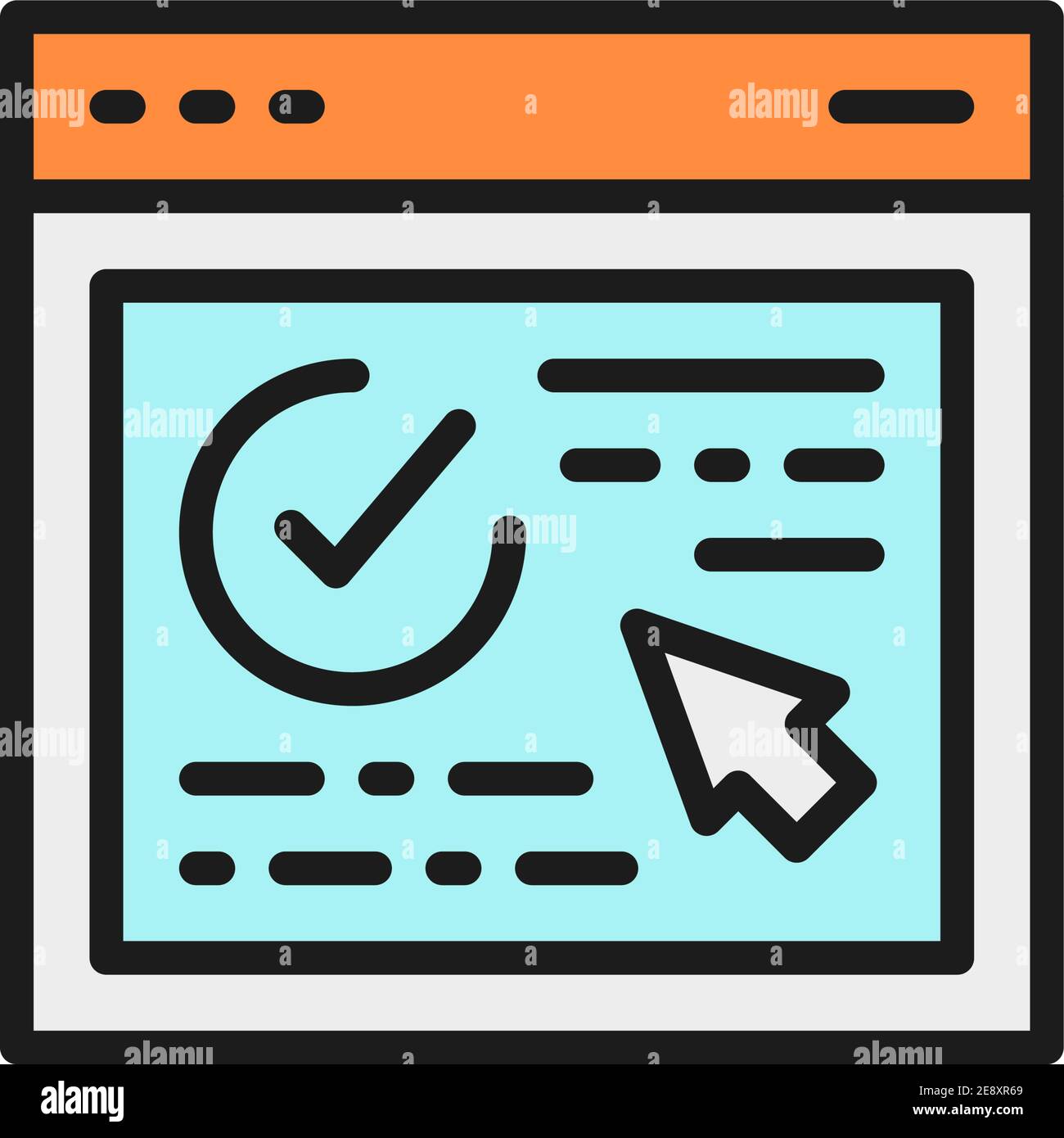 Authorization, approved web page, website with check mark flat color ...