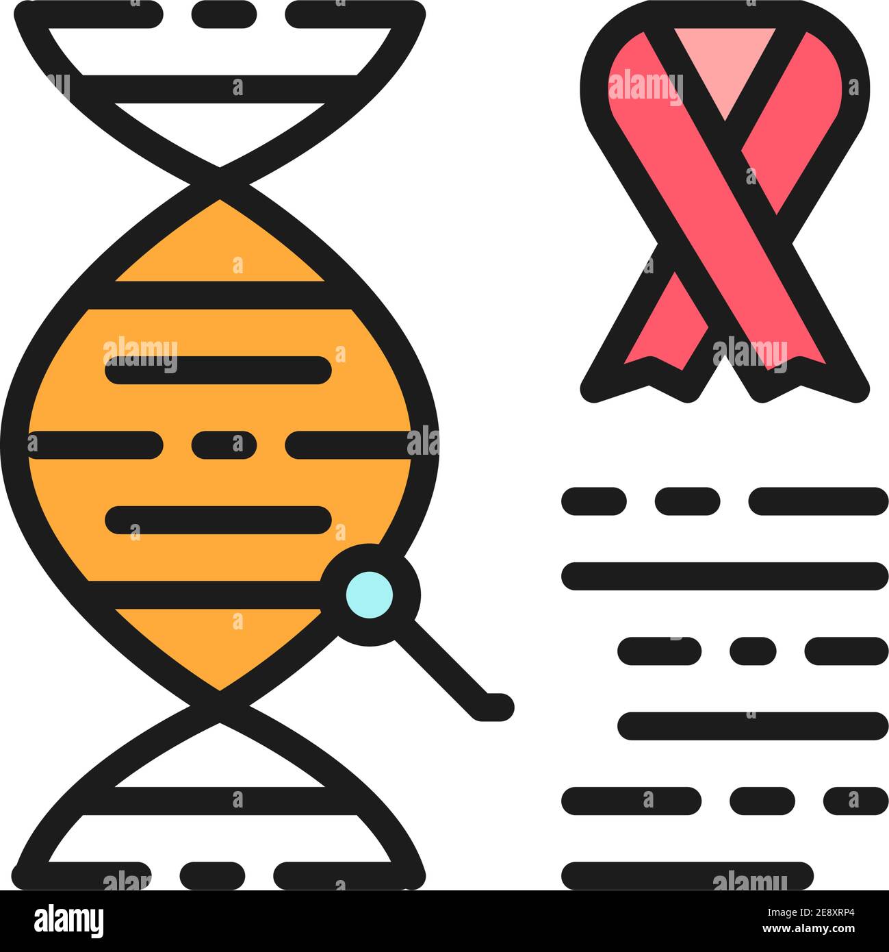 Dna molecule with cancer cells, malignant tumor, oncology flat color ...