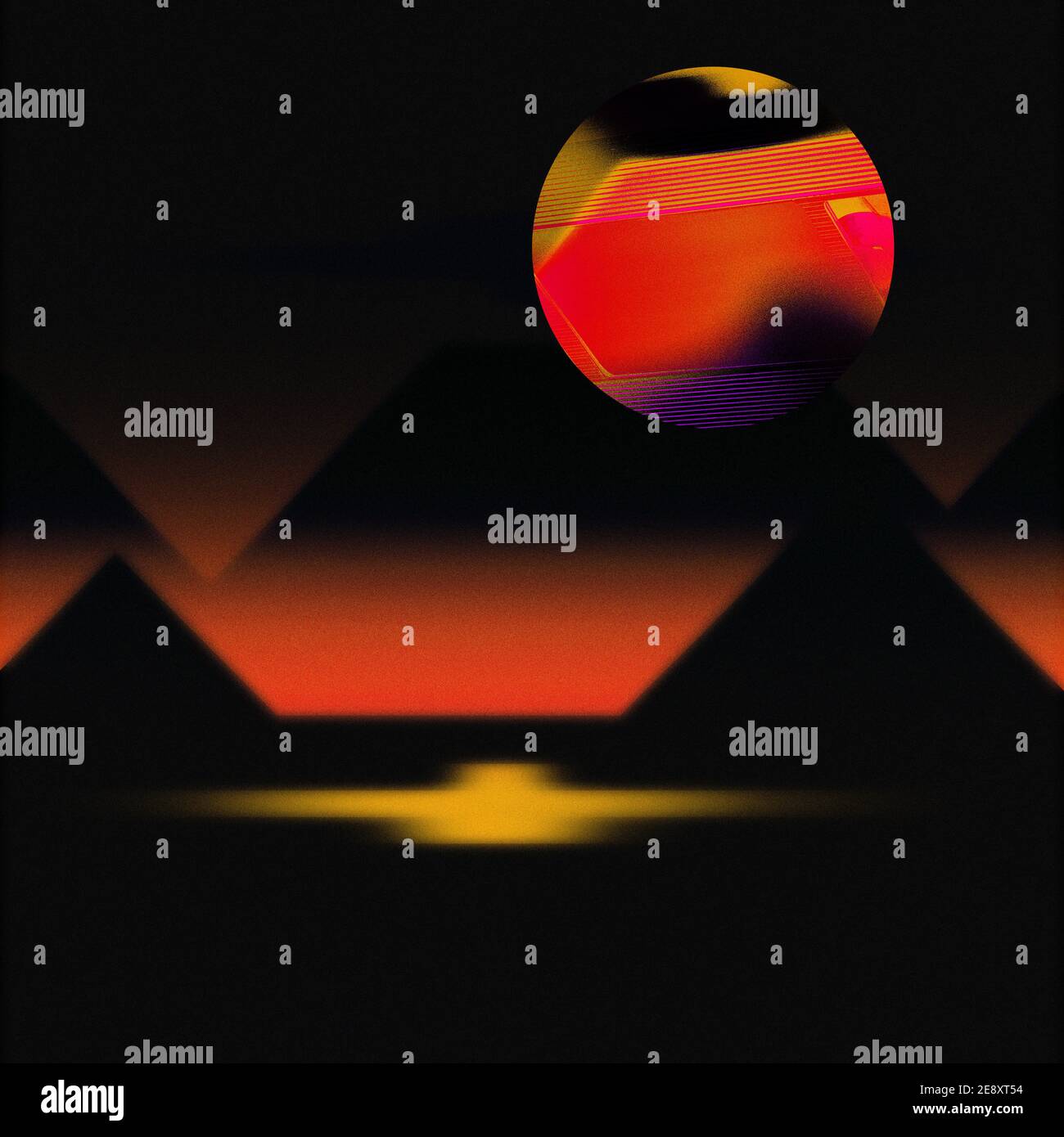 destroyed 1980s illustration design retro wave and abstract synthwave ...