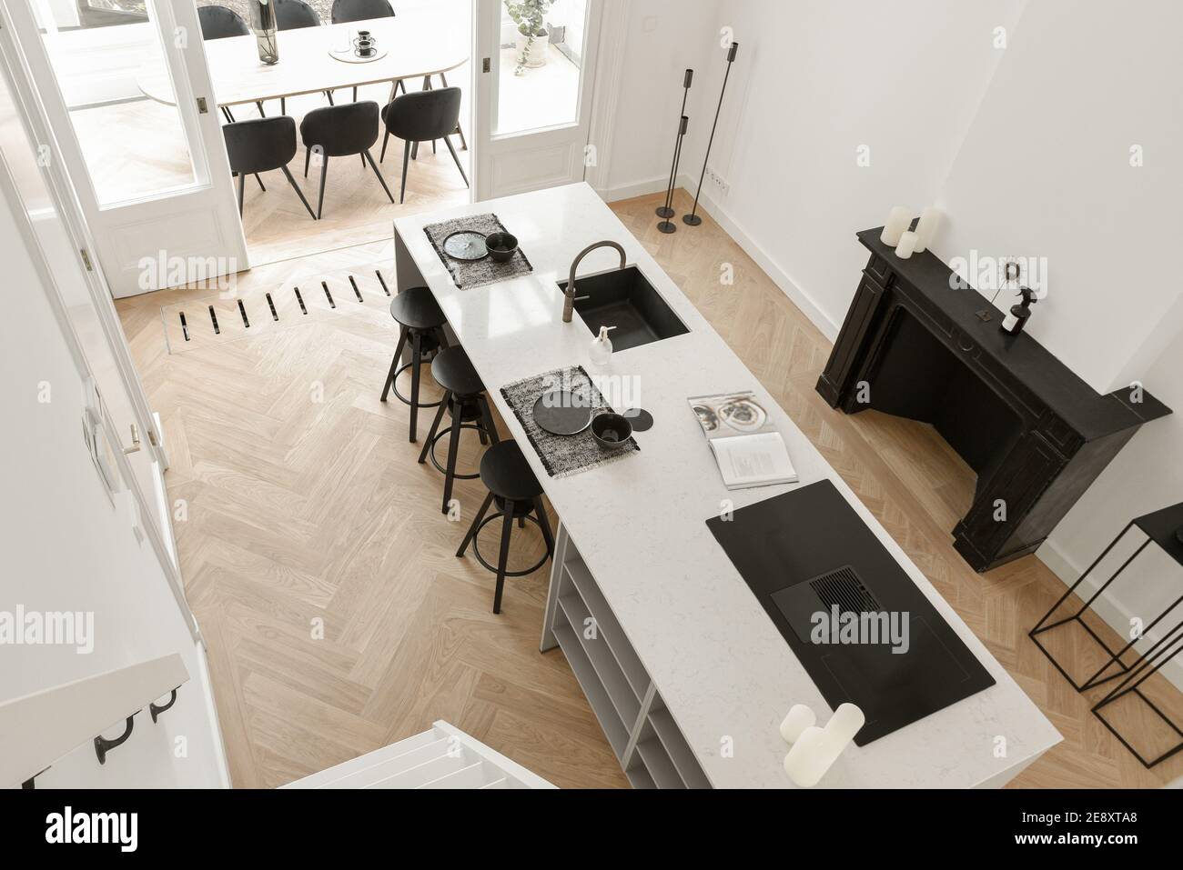 Top view of a minimalistic kitchen Stock Photo - Alamy