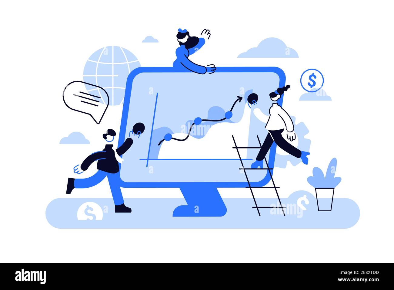 Business man woman pushing Stock Vector Images - Alamy