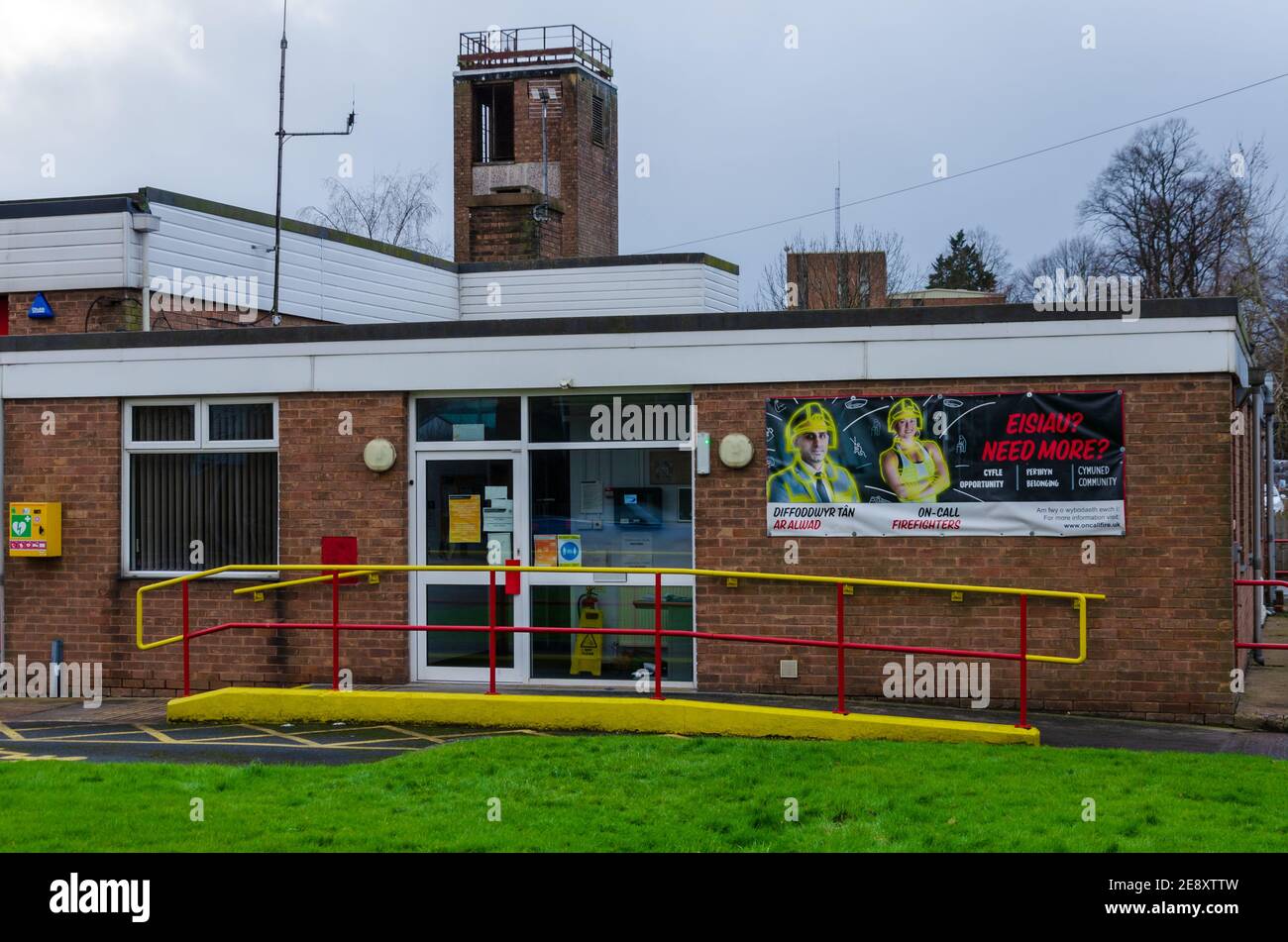 Mold, Flintshire; UK: Jan 28, 2021: A banner is displayed outside the ...