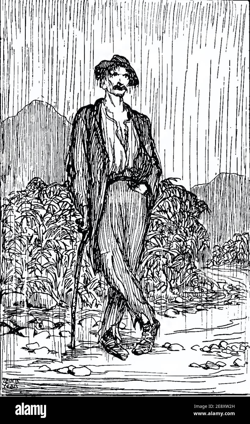 Vintage Jack Butler Yeats illustration entitled A Wicklow Vagrant Stock ...