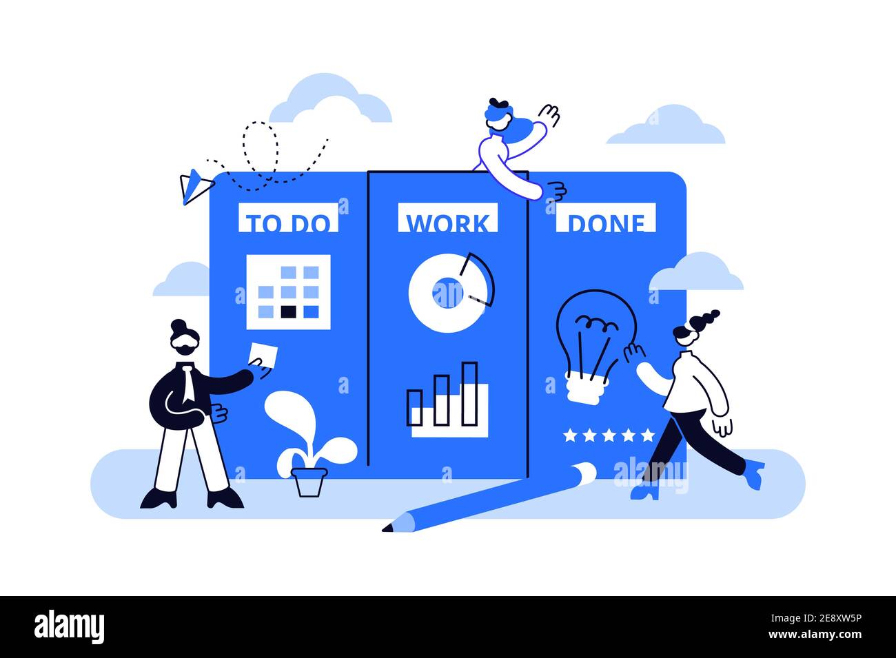 Workflow organization. Office work and time management Stock Vector ...