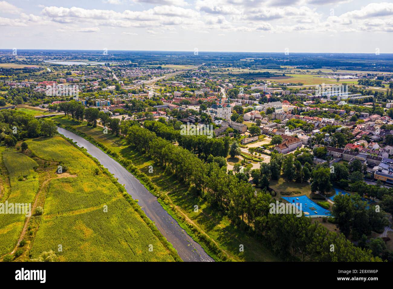 Landscape of the old town from the air with the visible. View on ...