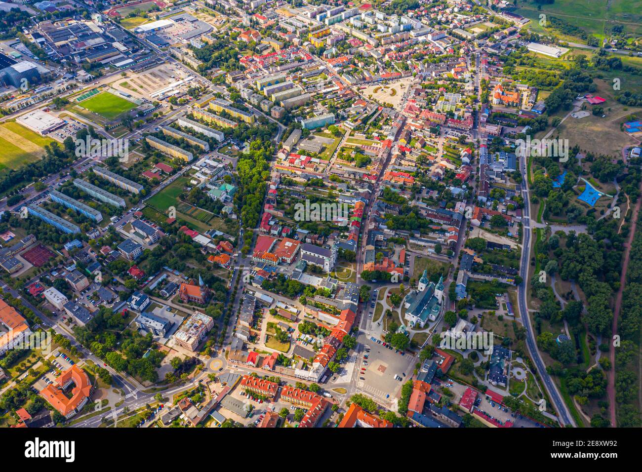 Landscape of the old town from the air with the visible. View on ...