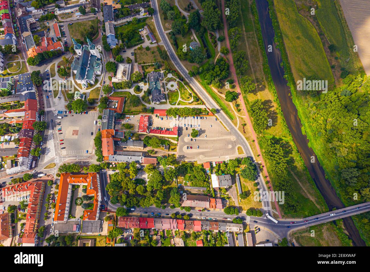 Landscape of the old town from the air with the visible. View on ...