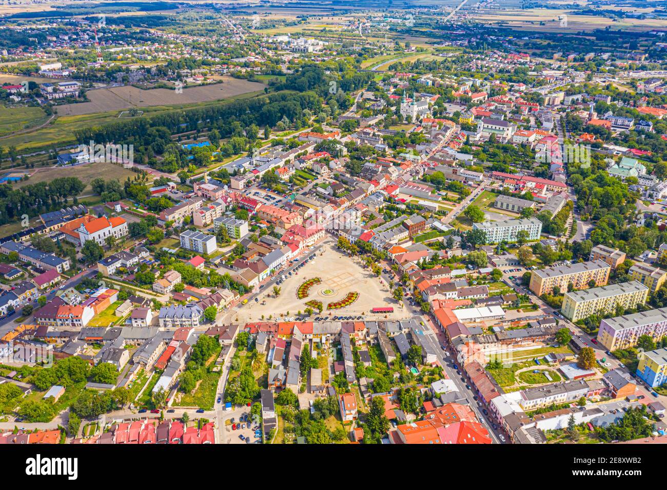 Landscape of the old town from the air with the visible. View on ...