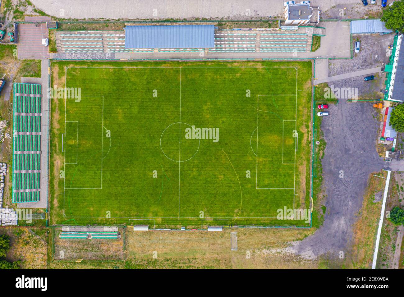 Aerial view of empty soccer field in Europe Stock Photo - Alamy