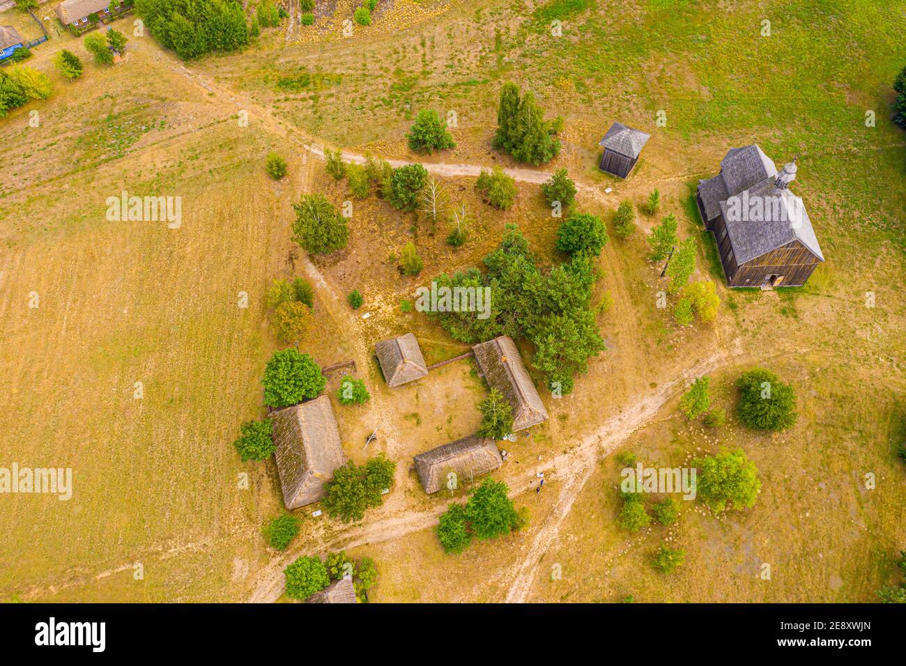 Maurzyce wooden architecture heritage park, antique building in open ...