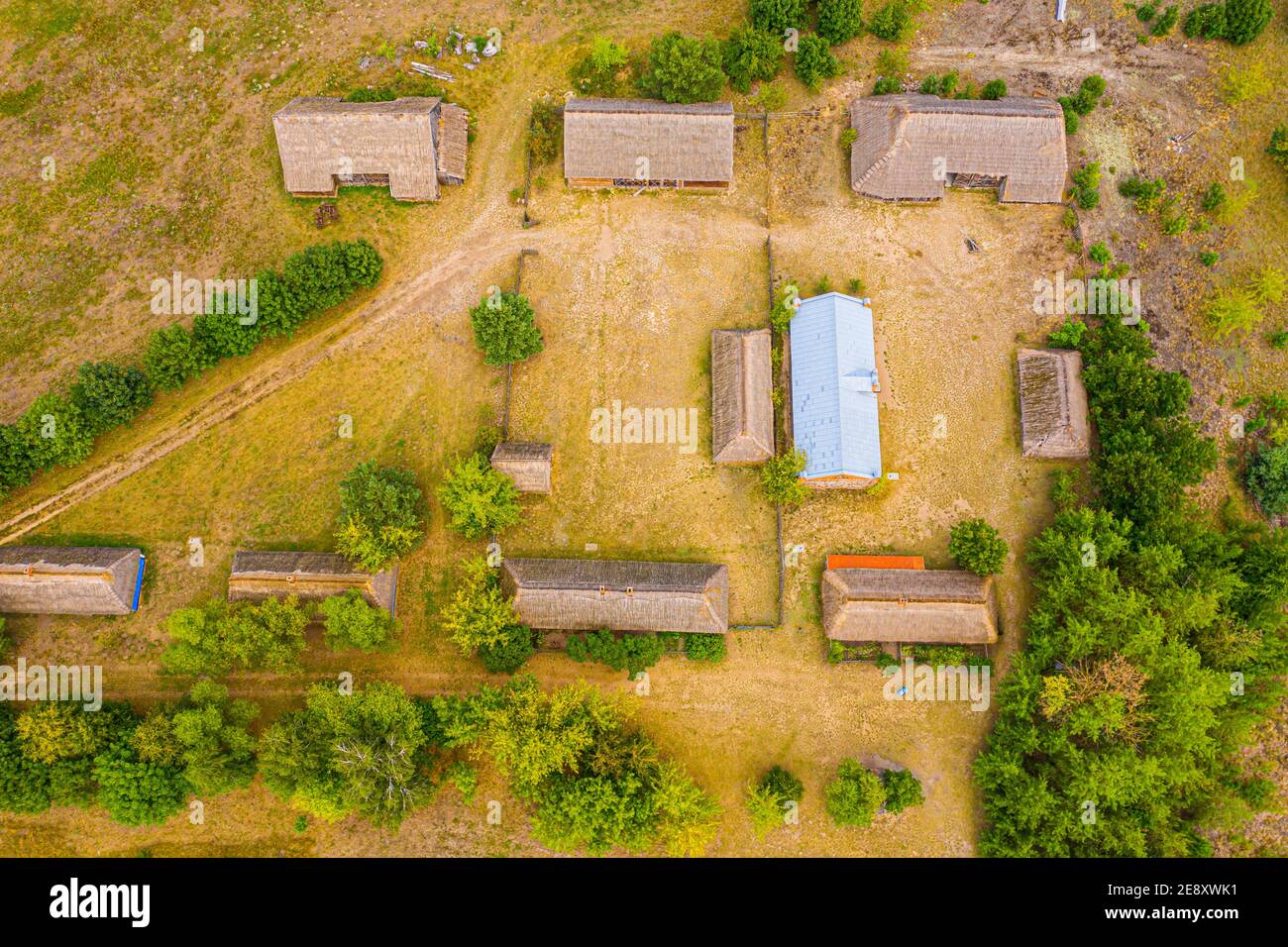 Maurzyce wooden architecture heritage park, antique building in open ...