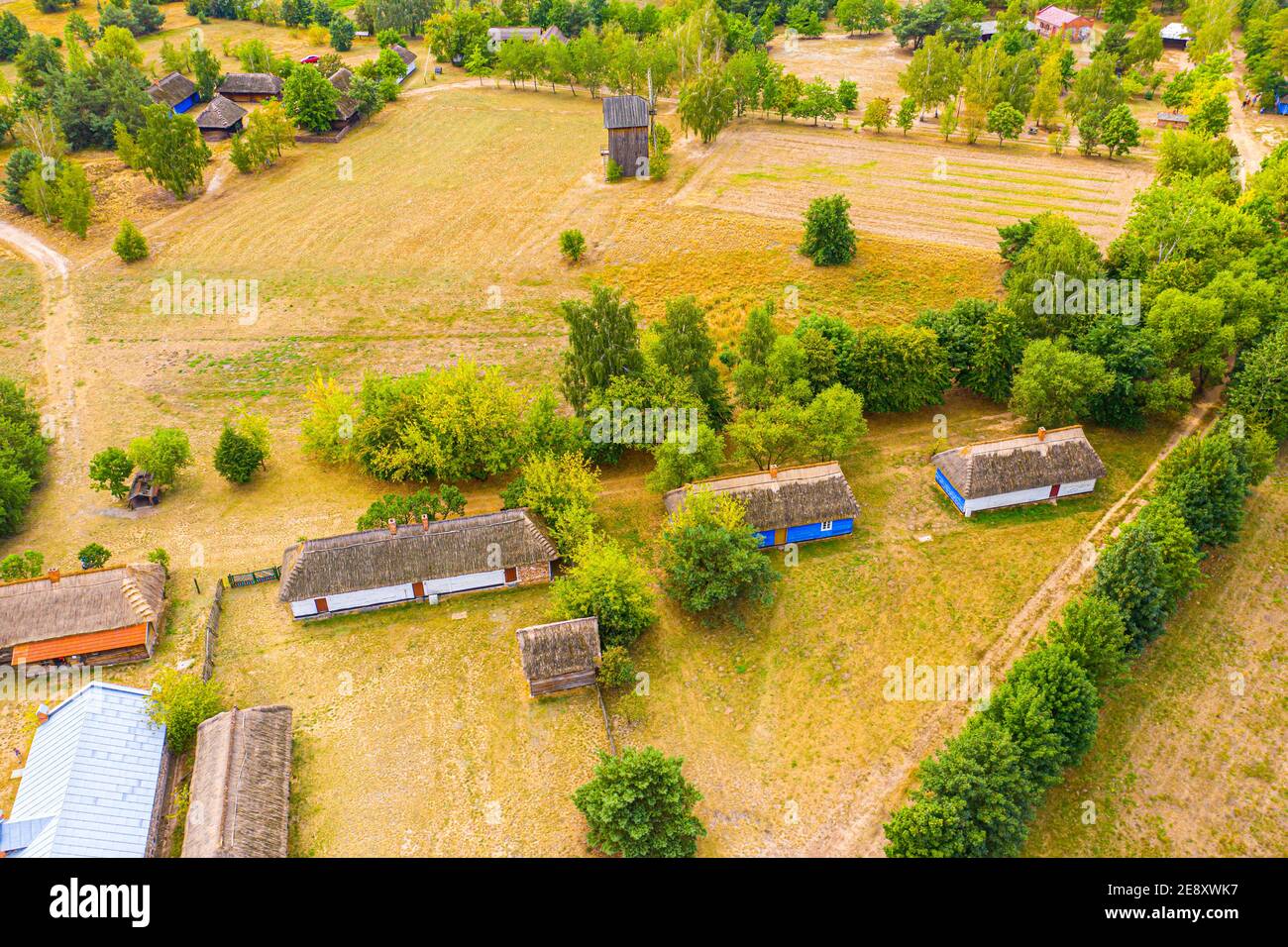 Maurzyce wooden architecture heritage park, antique building in open ...