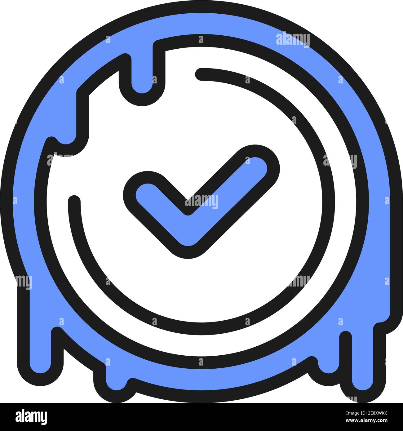 Checkmark stamp, verified wax seal, quality control approved color line ...