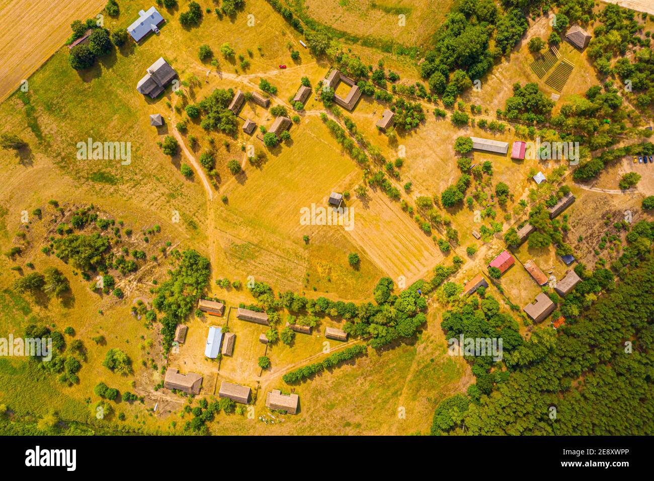 Maurzyce wooden architecture heritage park, antique building in open ...
