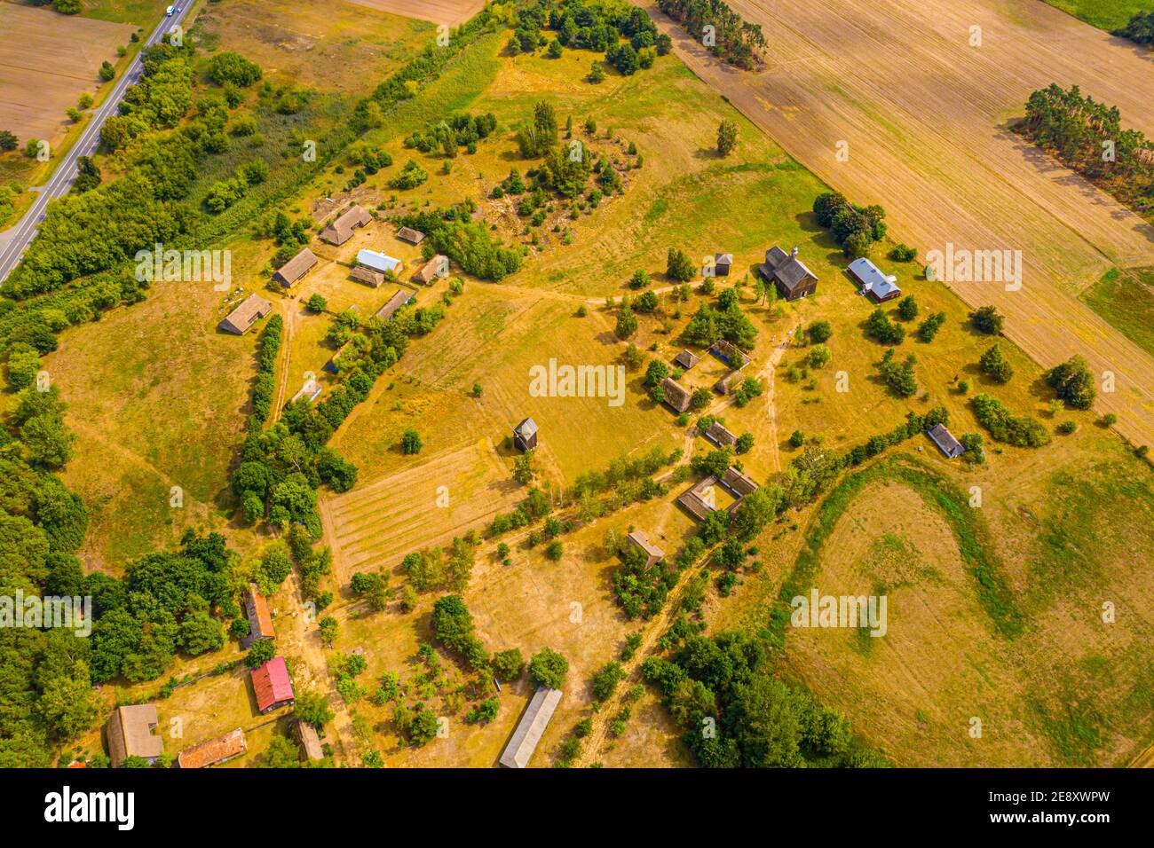 Maurzyce wooden architecture heritage park, antique building in open ...