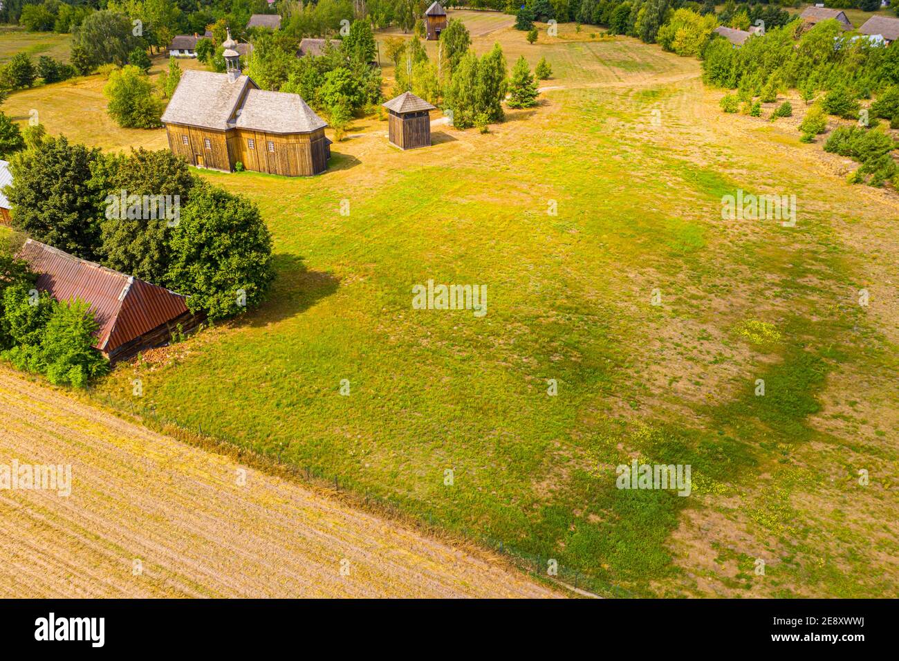 Maurzyce wooden architecture heritage park, antique building in open ...
