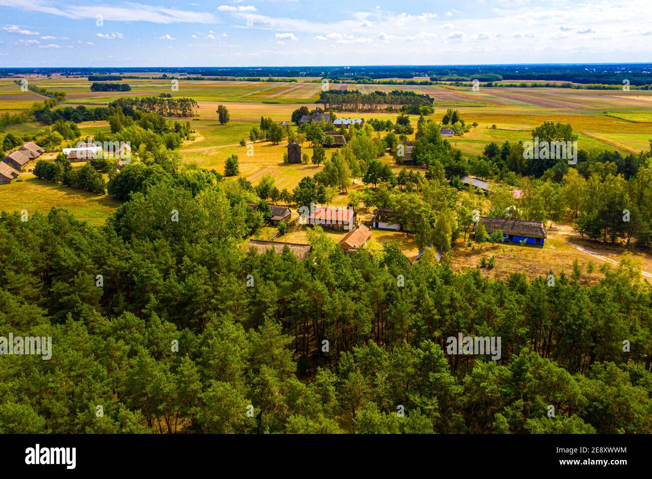 Maurzyce wooden architecture heritage park, antique building in open ...