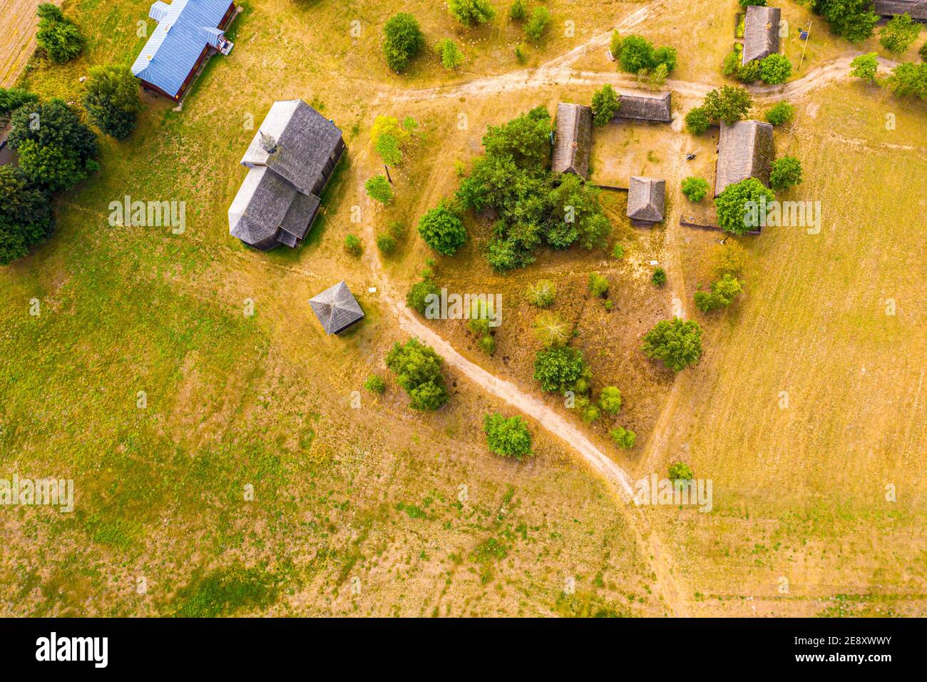 Maurzyce wooden architecture heritage park, antique building in open ...