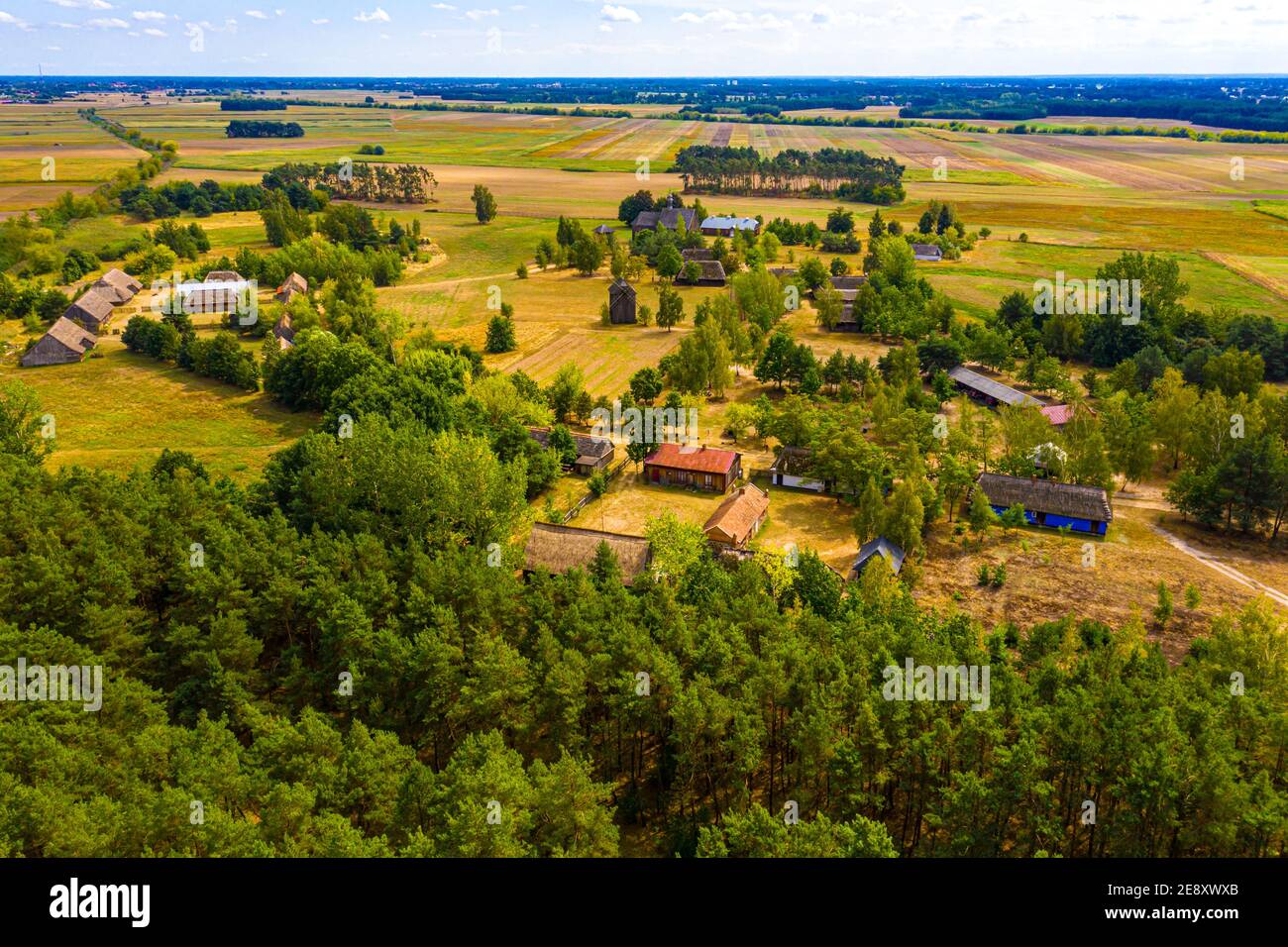 Maurzyce wooden architecture heritage park, antique building in open ...