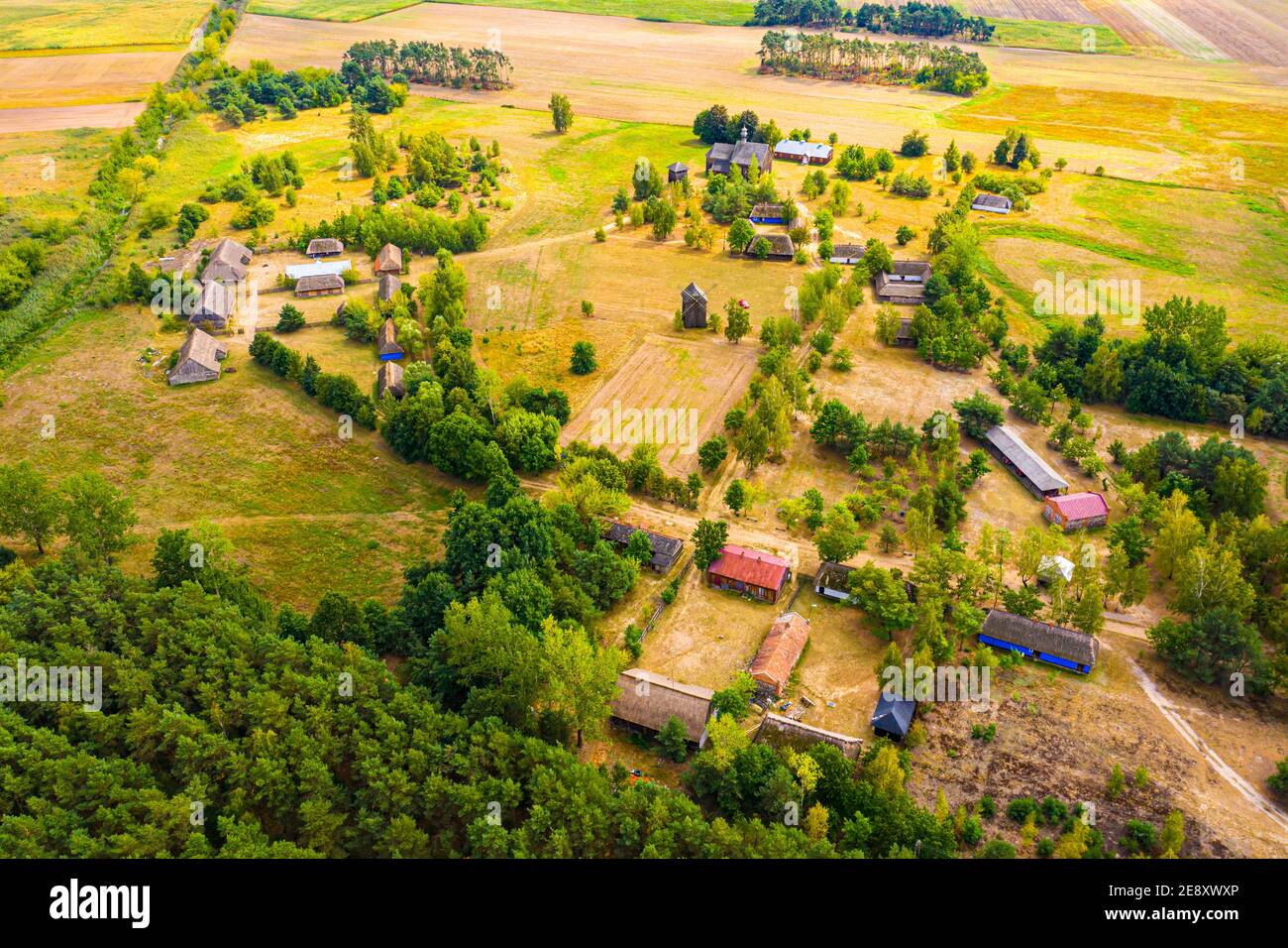 Maurzyce wooden architecture heritage park, antique building in open ...