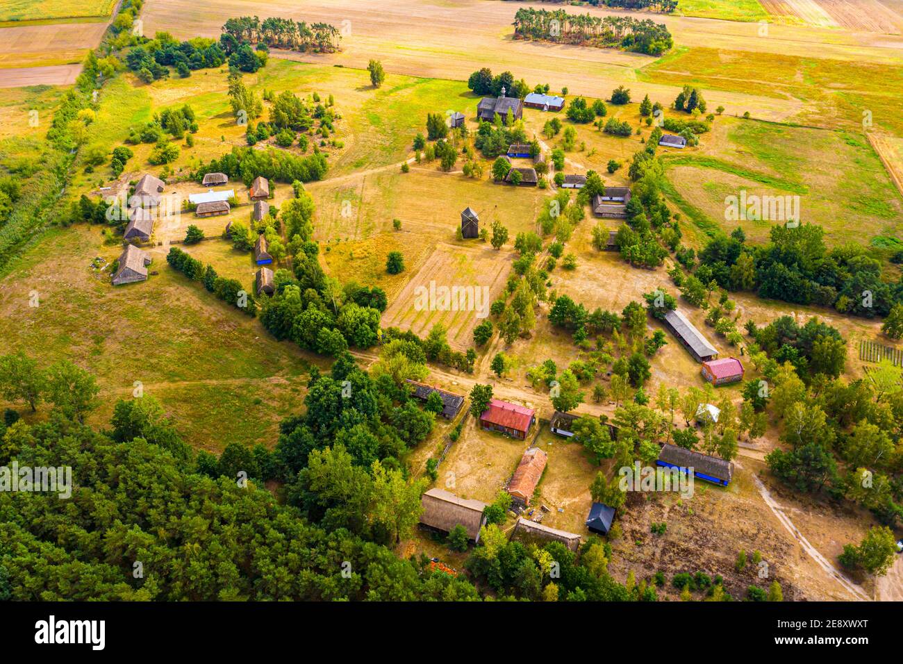 Maurzyce wooden architecture heritage park, antique building in open ...