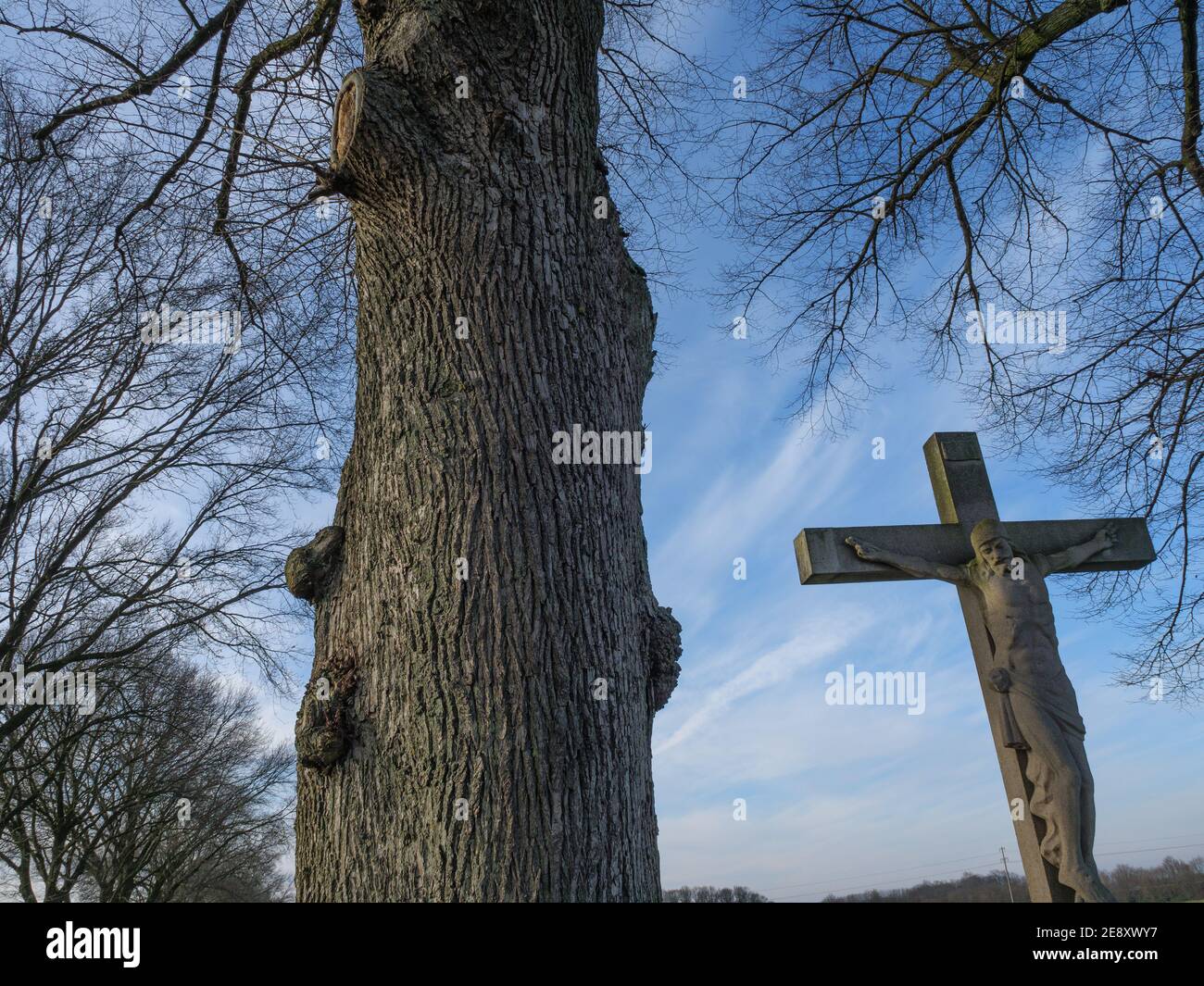 religious cross and trees in germany Stock Photo - Alamy