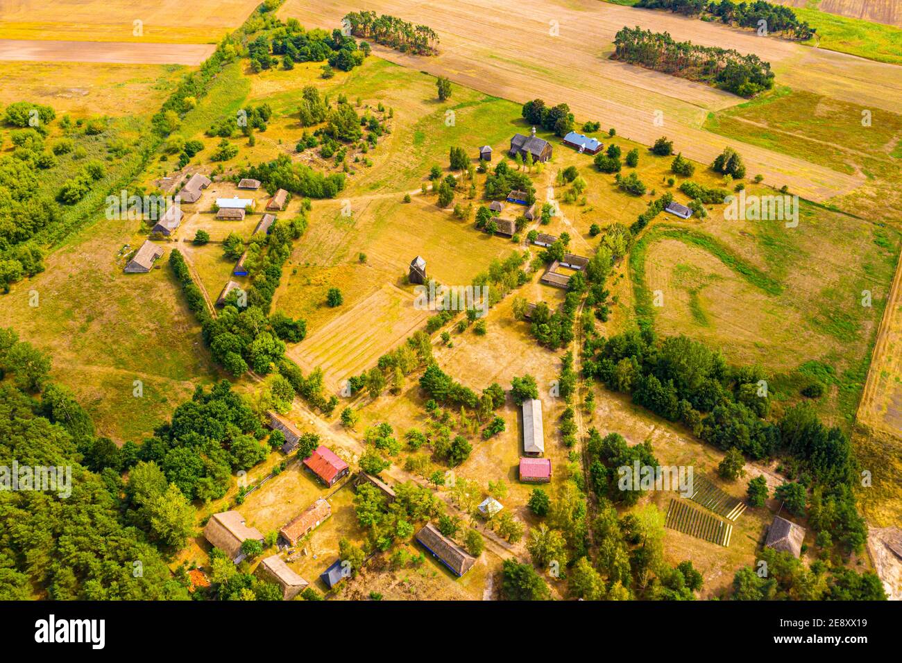 Maurzyce wooden architecture heritage park, antique building in open ...