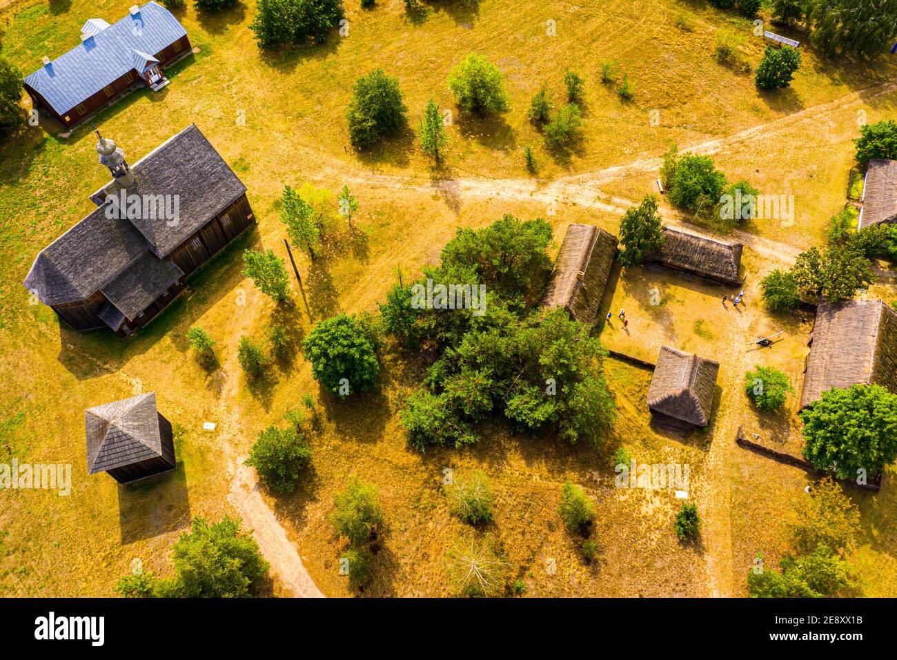 Maurzyce wooden architecture heritage park, antique building in open ...
