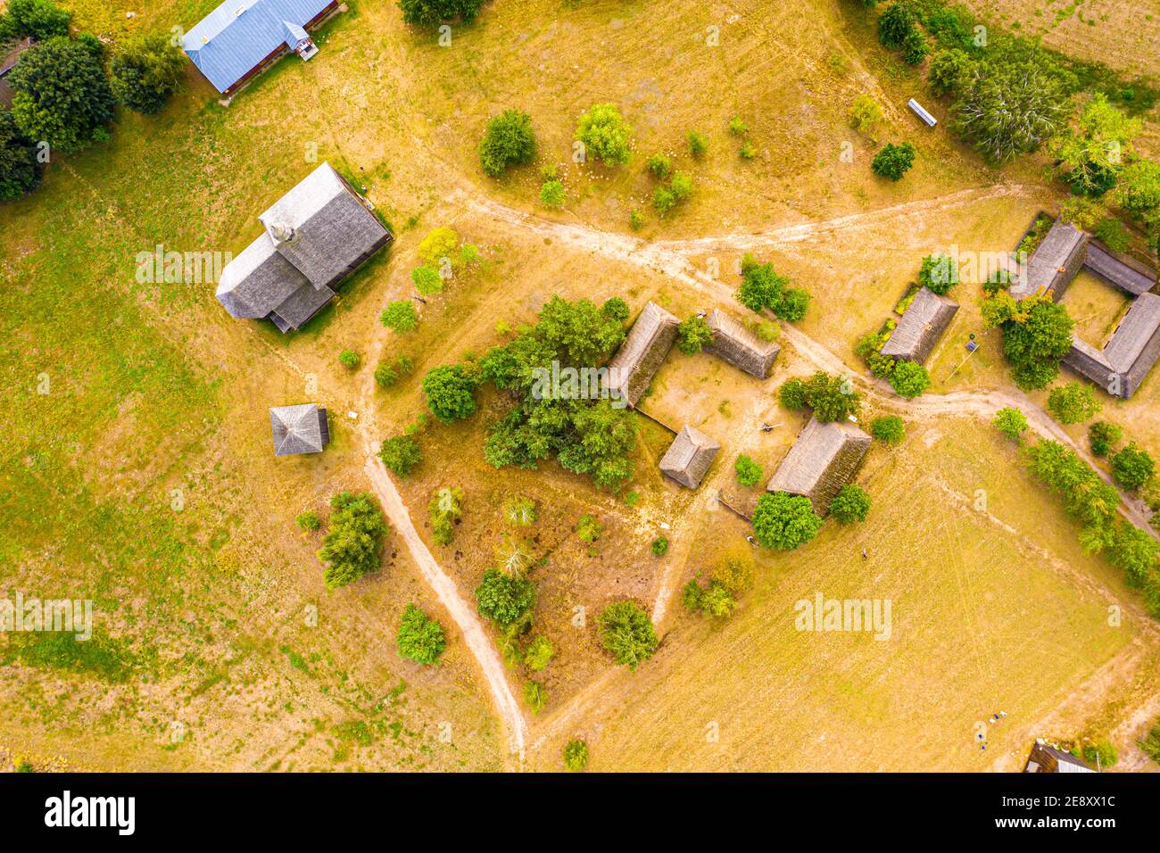 Maurzyce wooden architecture heritage park, antique building in open ...