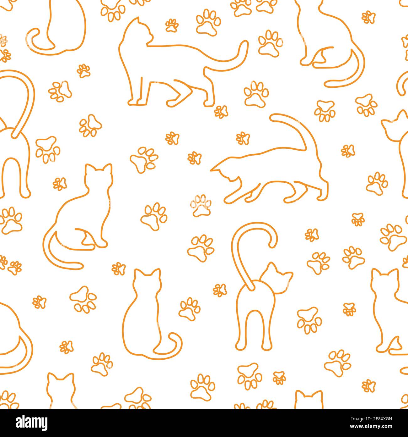 Vector seamless pattern illustration with fun cat. Animal background ...