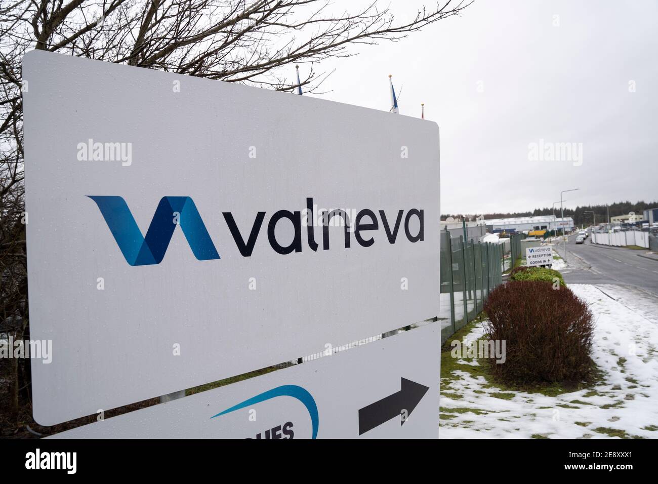 Exterior of Valneva Covid-19 vaccine production facility at Livingston ...