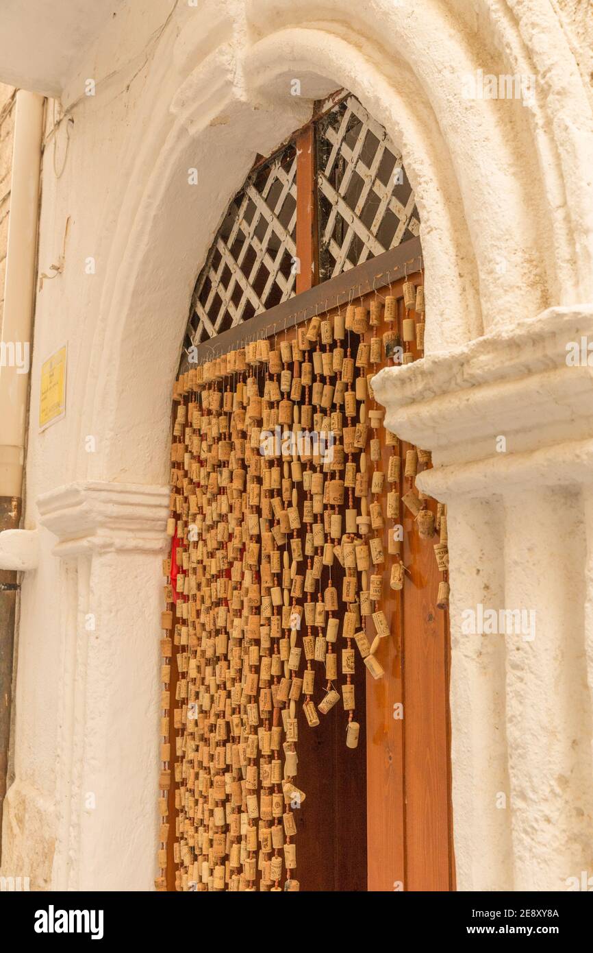 Italy Vieste Strung Wine Corks In A Doorway In Vieste Old Town Stock ...