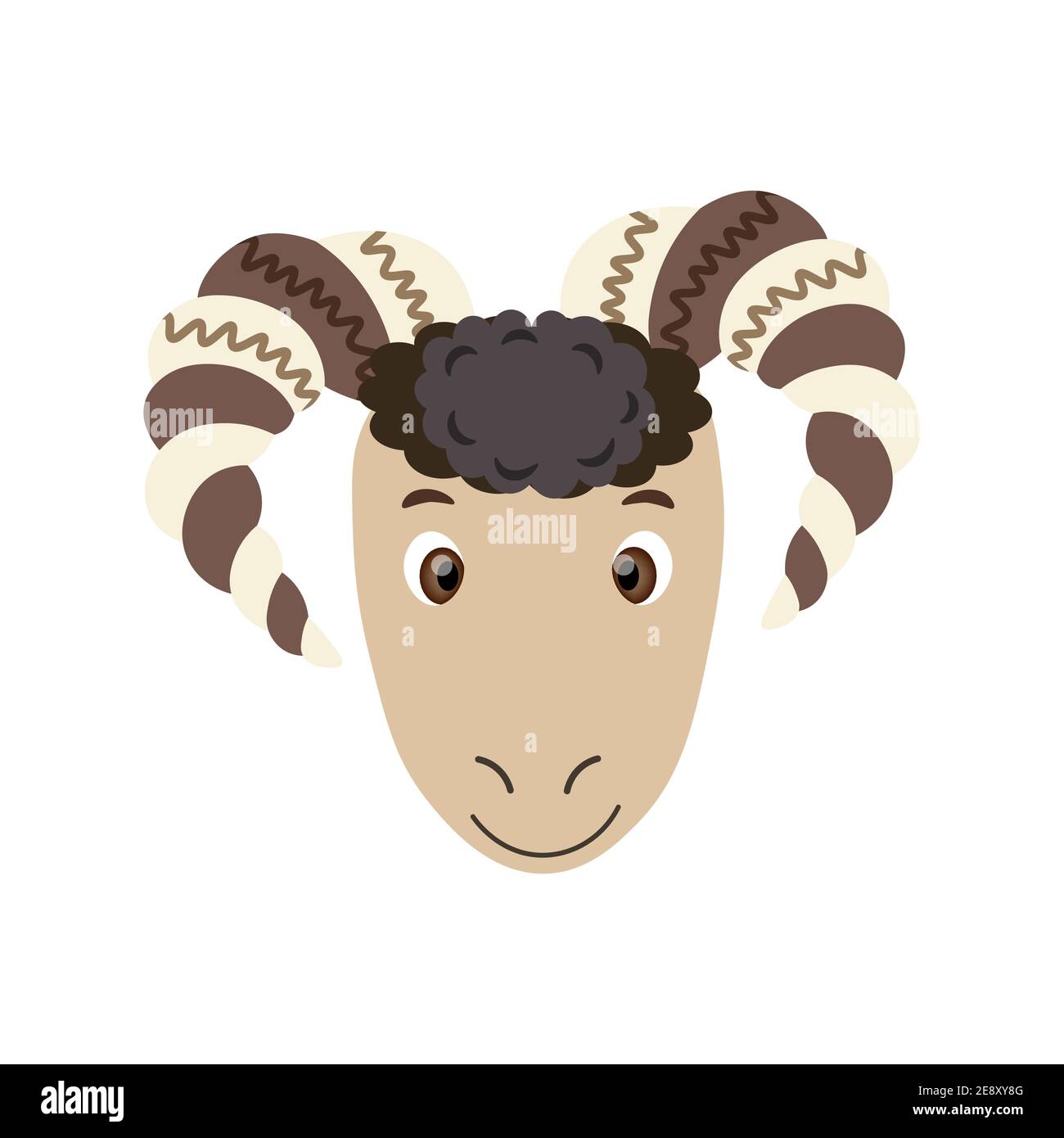 Colorful vector ram face. Cute sheep. One object on a white background ...