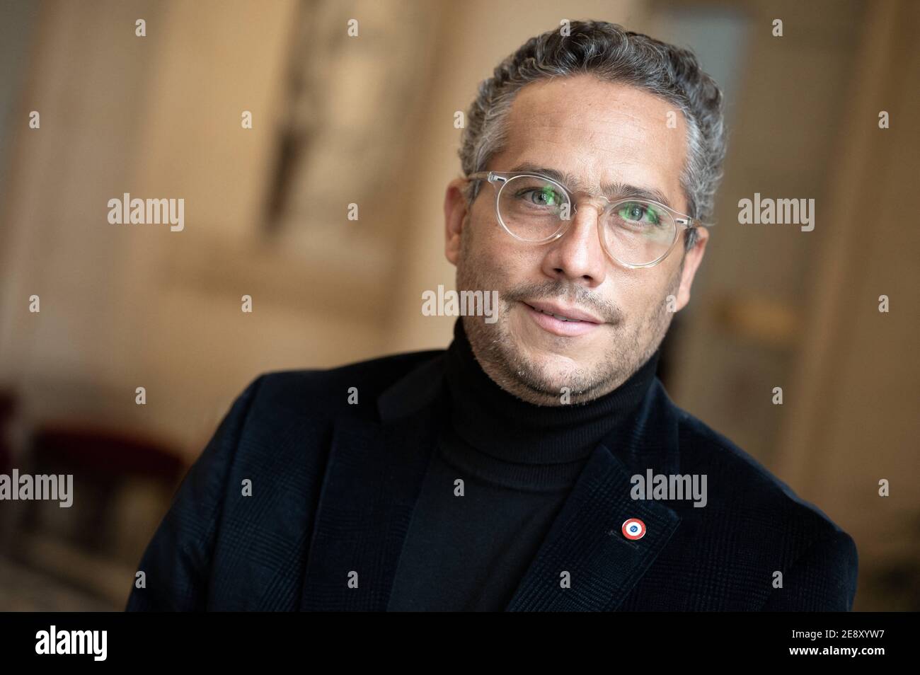 Deputy of the group Mouvement Democrate (MoDem) David Corceiro poses at ...
