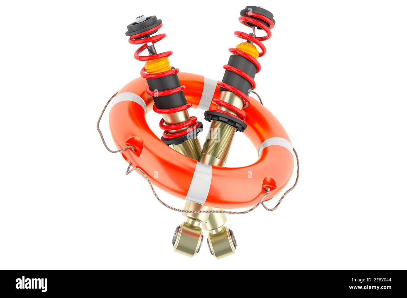Repair and Service of shock absorber, 3D rendering isolated on white ...