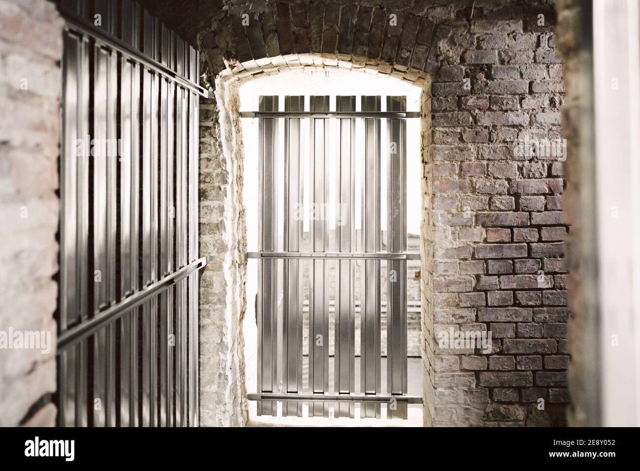 an old basement with separated metal units Stock Photo - Alamy