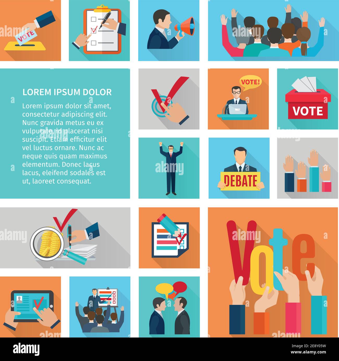 Political elections and voting flat decorative icons set isolated ...