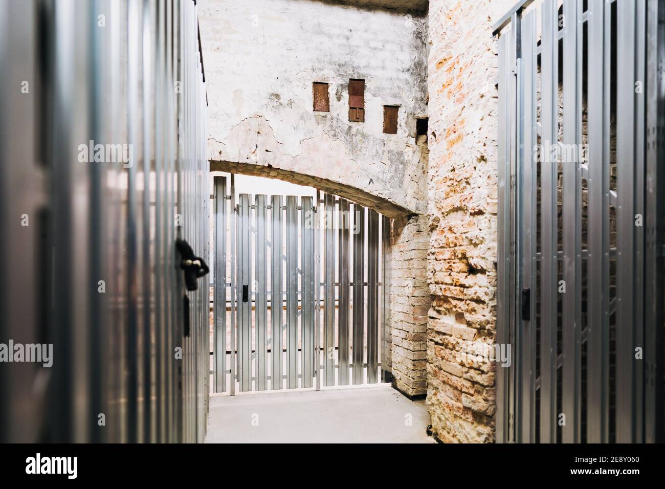 storage units inside of an old basement Stock Photo - Alamy