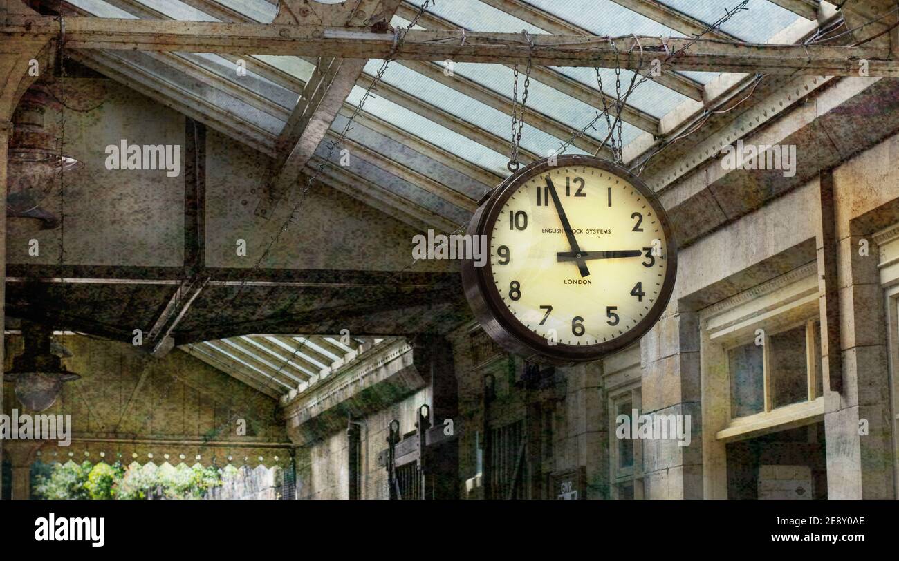Old station clock Stock Photo - Alamy