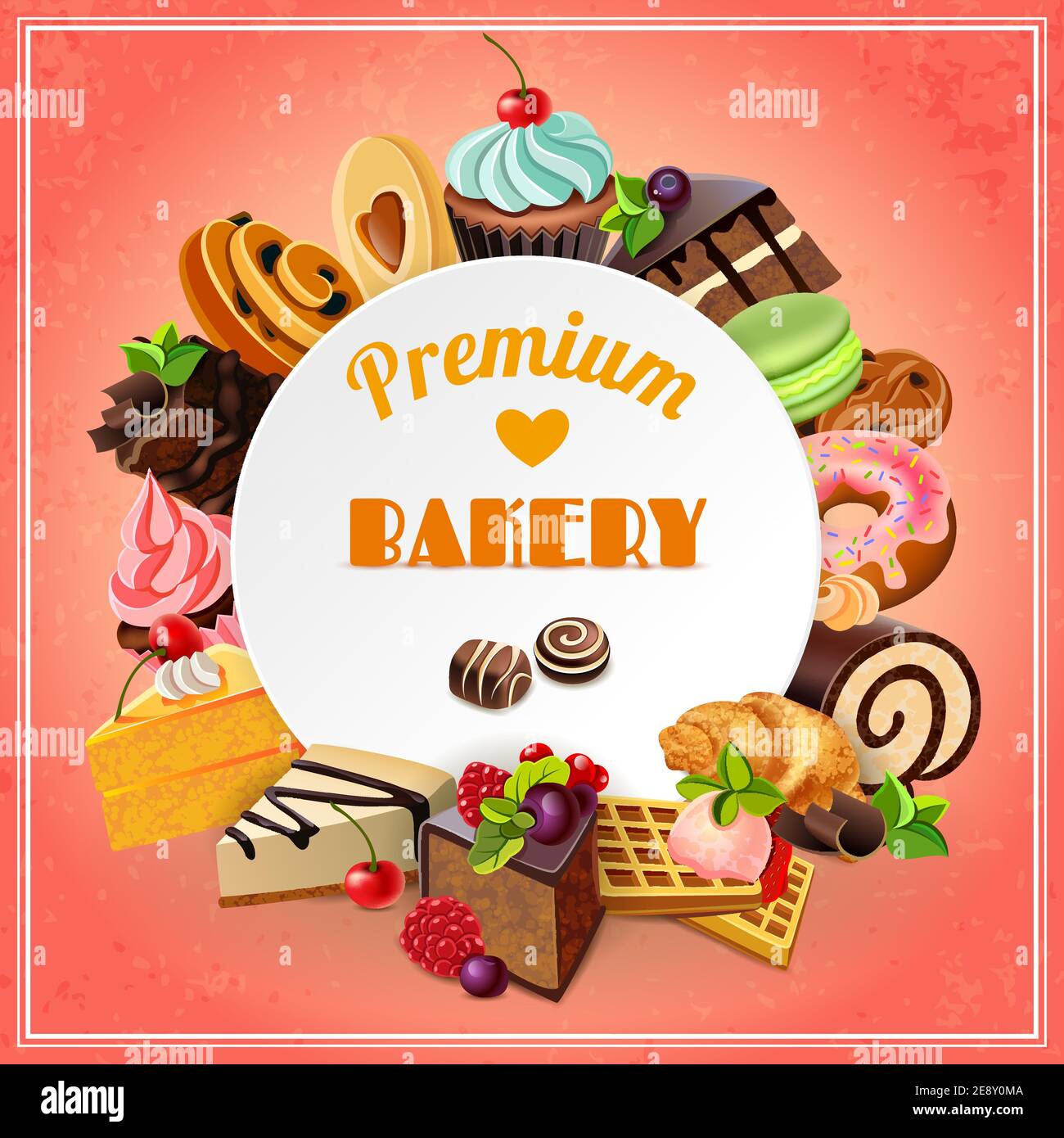 Premium bakery promo poster with different sweets cakes and pastry ...