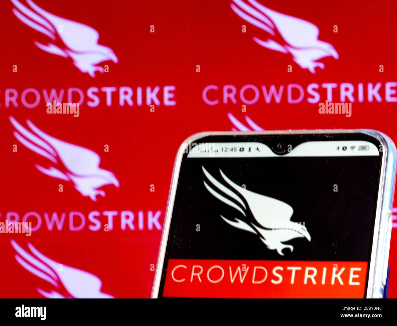 In this photo illustration a CrowdStrike Holdings, Inc. logo is seen ...