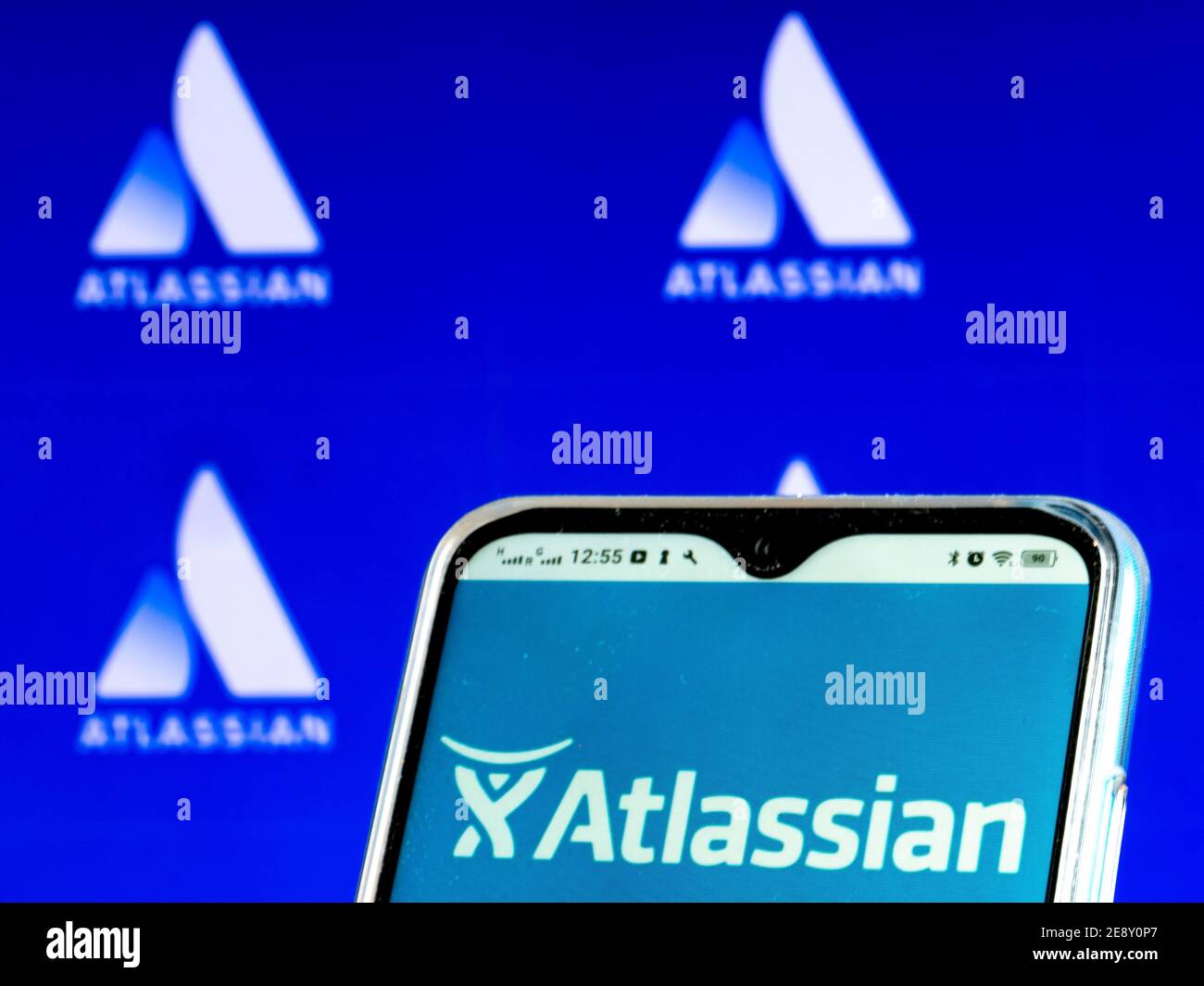 In this photo illustration an Atlassian Corp. Plc logo is seen ...