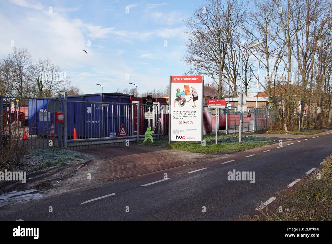 Entrance to the waste collection station in the Dutch village of Bergen ...