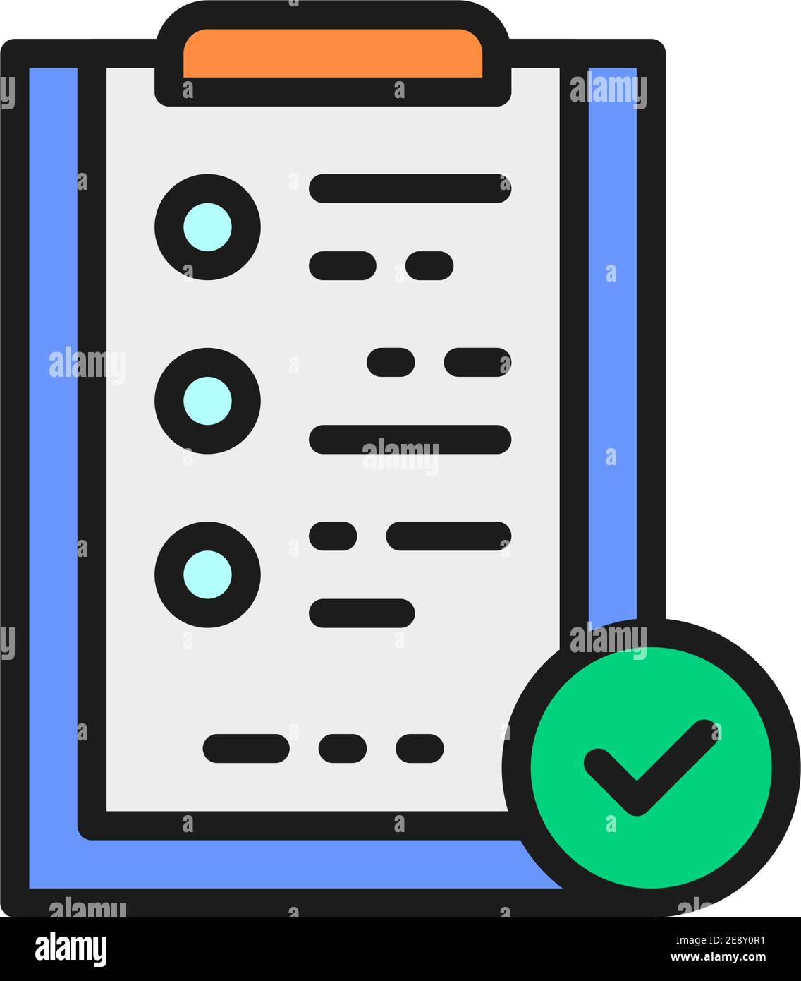 Folder tablet with check mark, quality control, verification color line ...