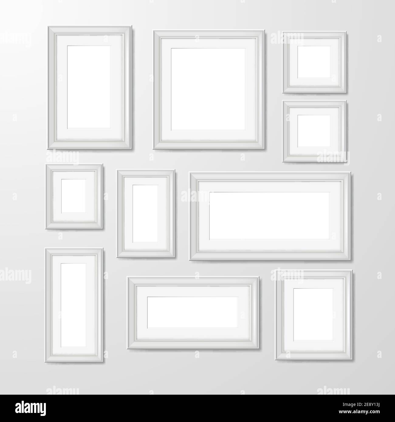 White modern rectangular geometric shape wall frames collection for ...